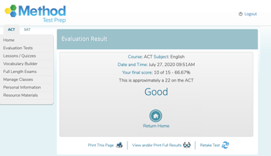 Doing More With Method Test Prep: Evaluation and Full-Length Tests